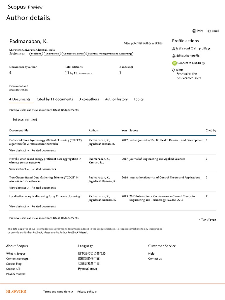 Scopus Preview - Scopus - Author Details (Padmanaban, K.) | PDF