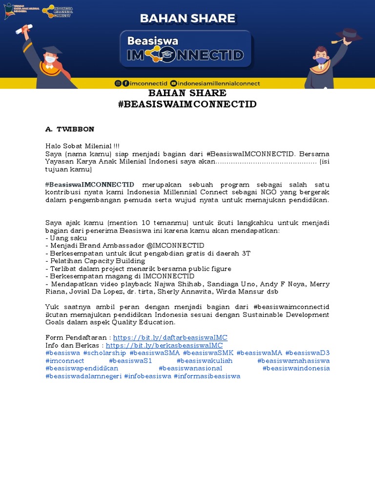 BC & Caption #BeasiswaIMCONNECTID | PDF