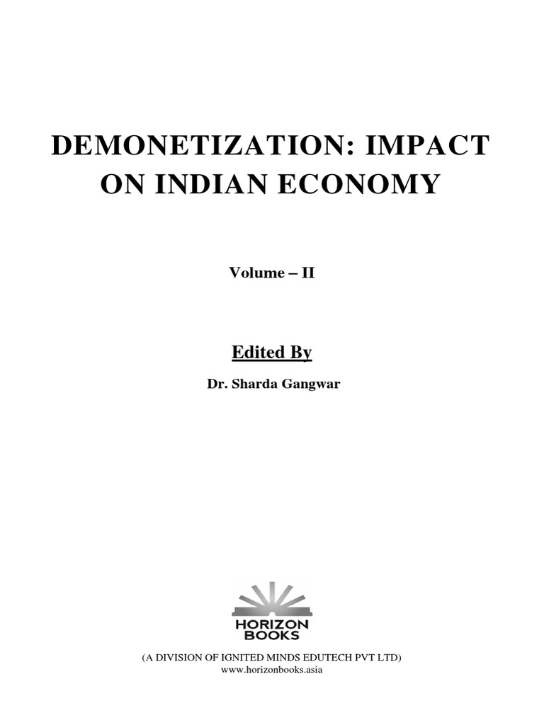 Demonetization: Impact On Indian Economy: Edited by | PDF | Indian ...