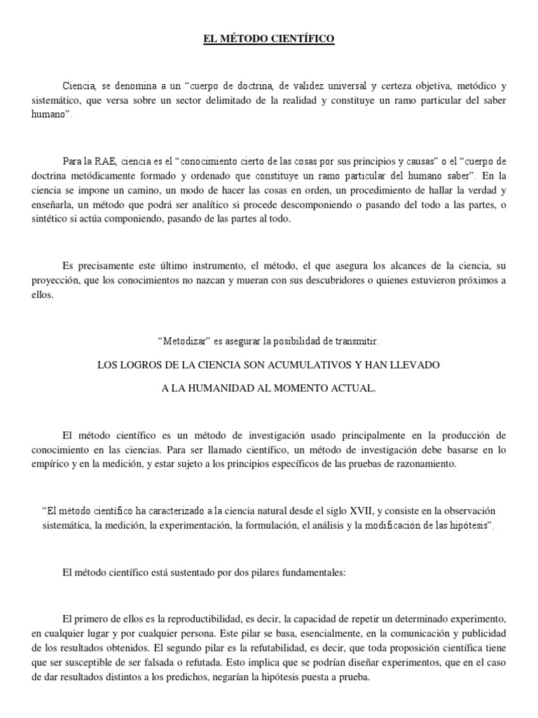El Método Científico - Guía de Lectura | PDF | Método científico ...