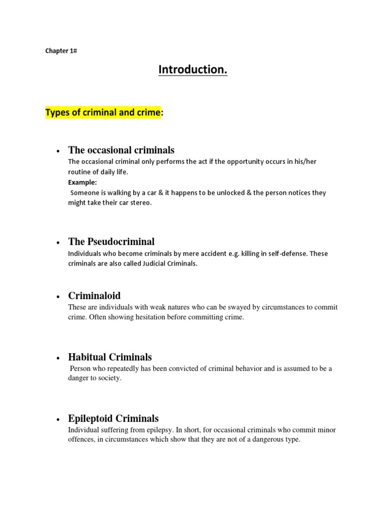 Types of Criminal and Crime:: Example | PDF