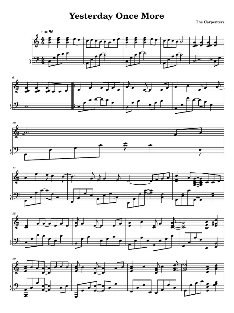 Yesterday Once More Sheet Music | PDF