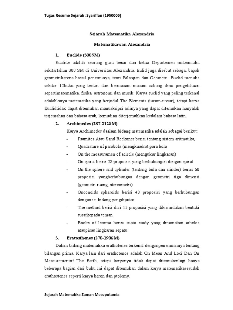 Tugas Sejarah Matematika Alexandria | PDF