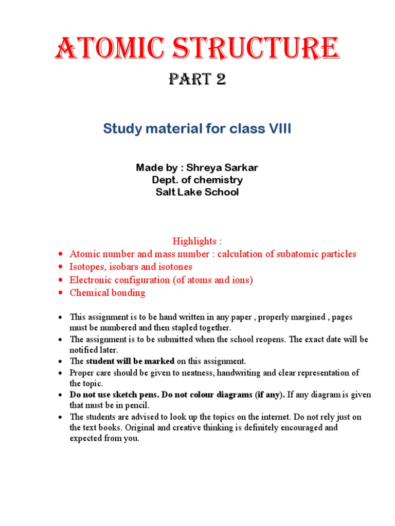 Atomic Structure Study Guide | PDF | Ionic Bonding | Chemical Bond