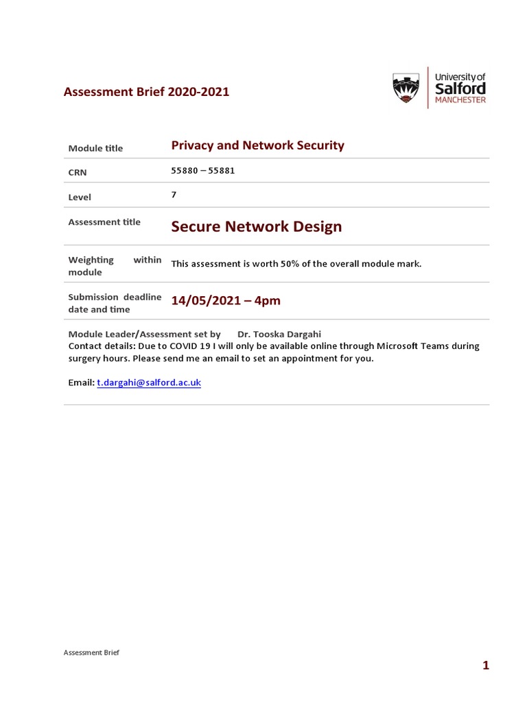 Secure Network Design Assignment 2020-2021 | PDF | Denial Of Service ...