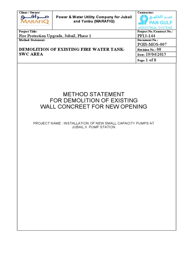 Method Statement for Wall Demolition | PDF | Demolition | Scaffolding