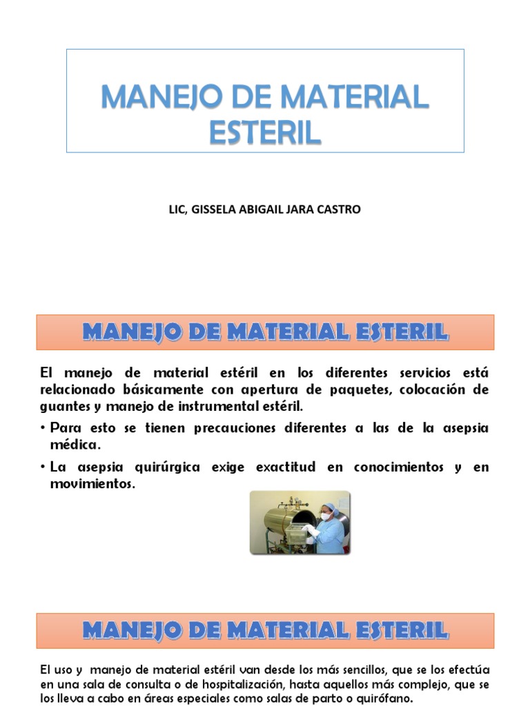 MANEJO DE MATERIAL ESTERIL Clase8 | PDF | Lavado de manos ...