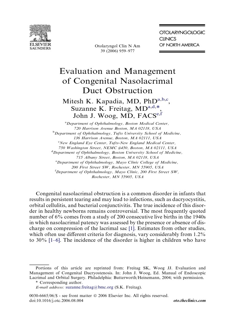 Evaluation and Management of Congenital Nasolacrimal Duct Obstruction ...