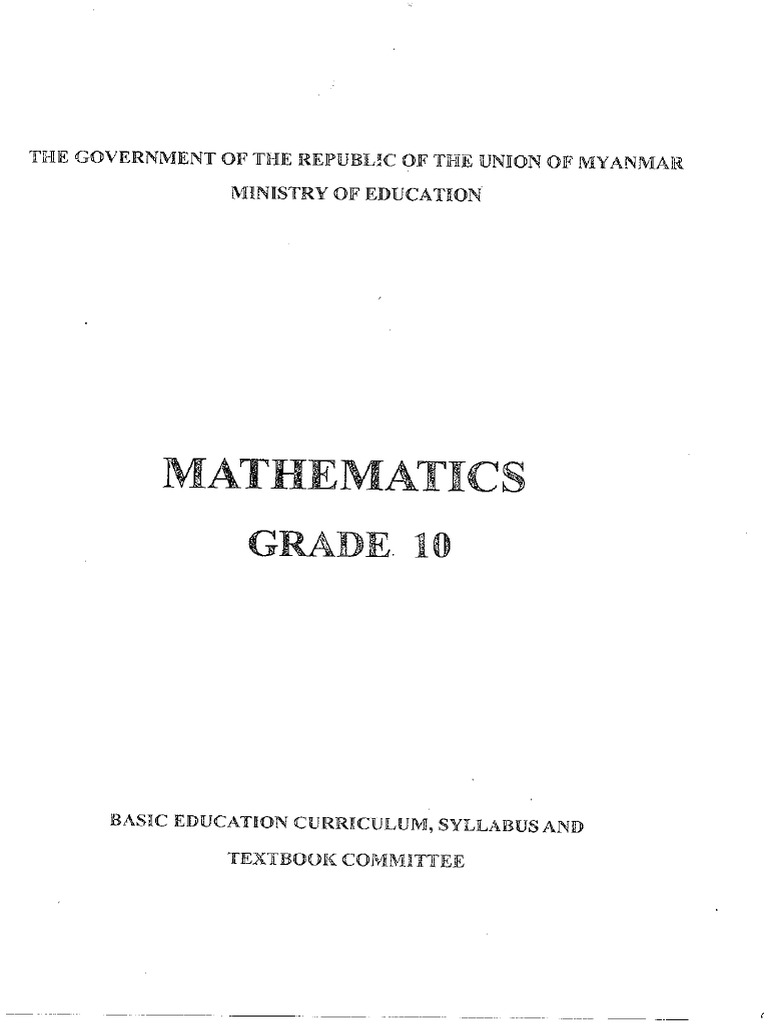 Grade 11 (စနစ် - ဟောင်း) Mathematics | PDF