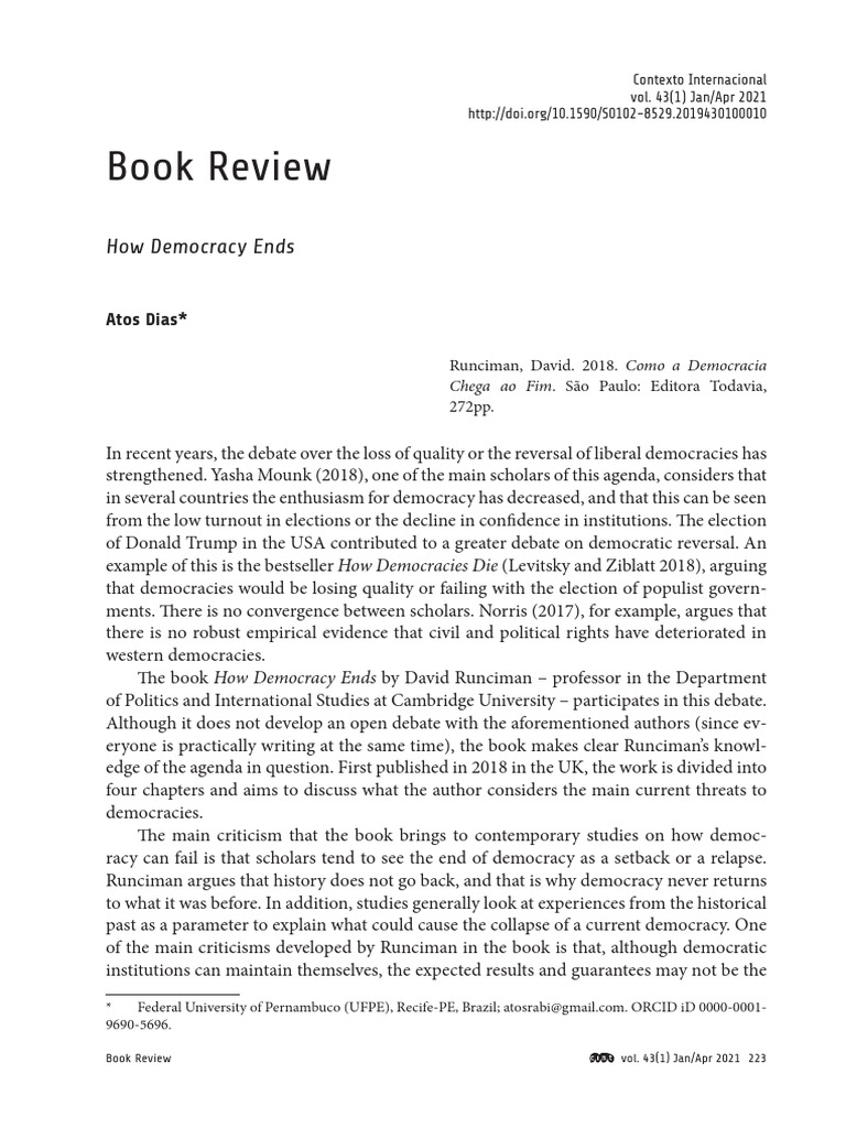 How Democracy Ends | PDF | Liberal Democracy | Democracy