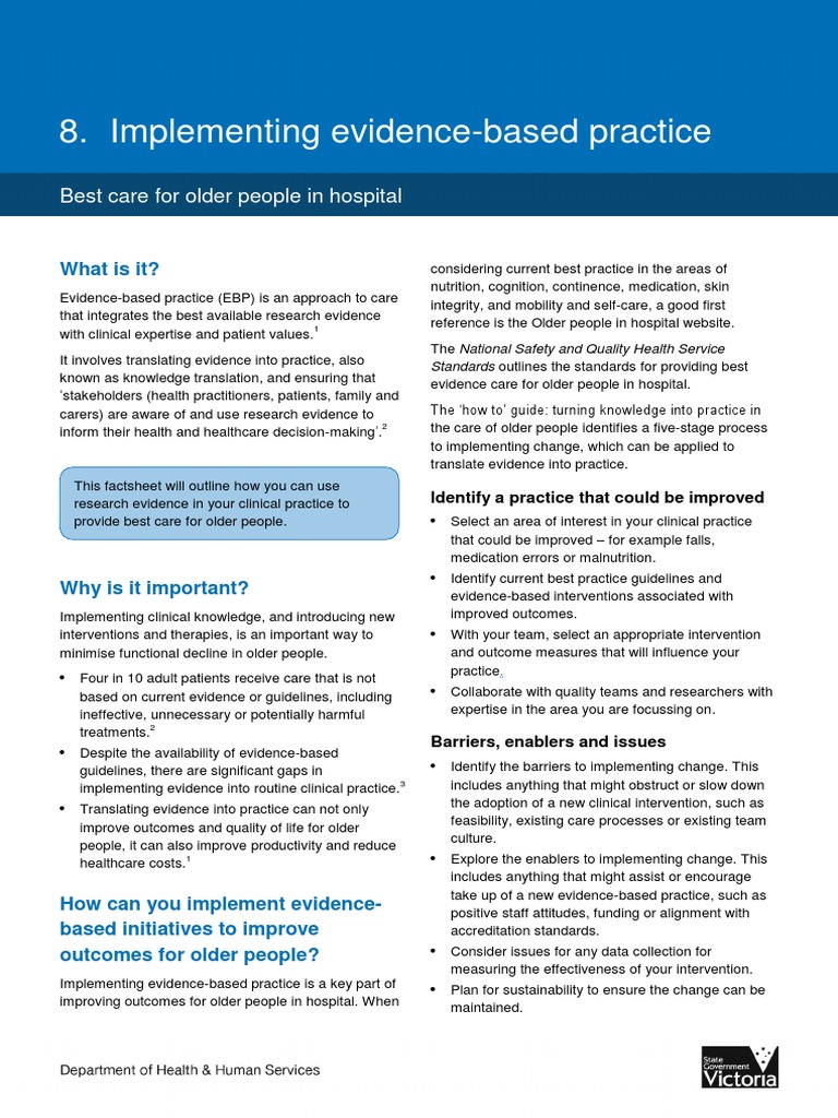 Implementing Evidence-Based Practice: Best Care For Older People in ...