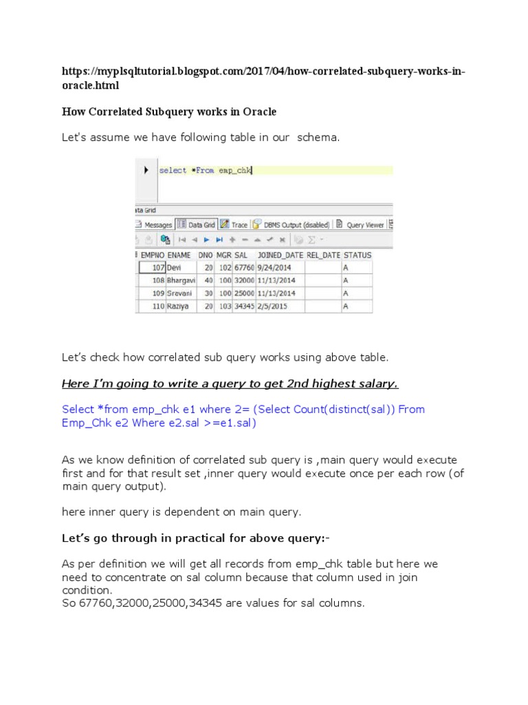 Correlated Subquery | PDF | Information Retrieval | Sql Correlated Subquery | PDF | Information Retrieval | Sql