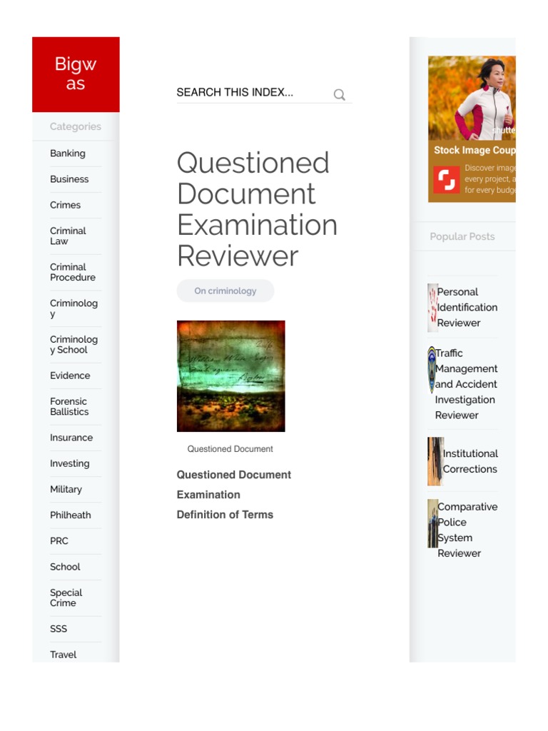 Questioned Document Examination Reviewer - Bigwas | PDF | Typewriter | Printing