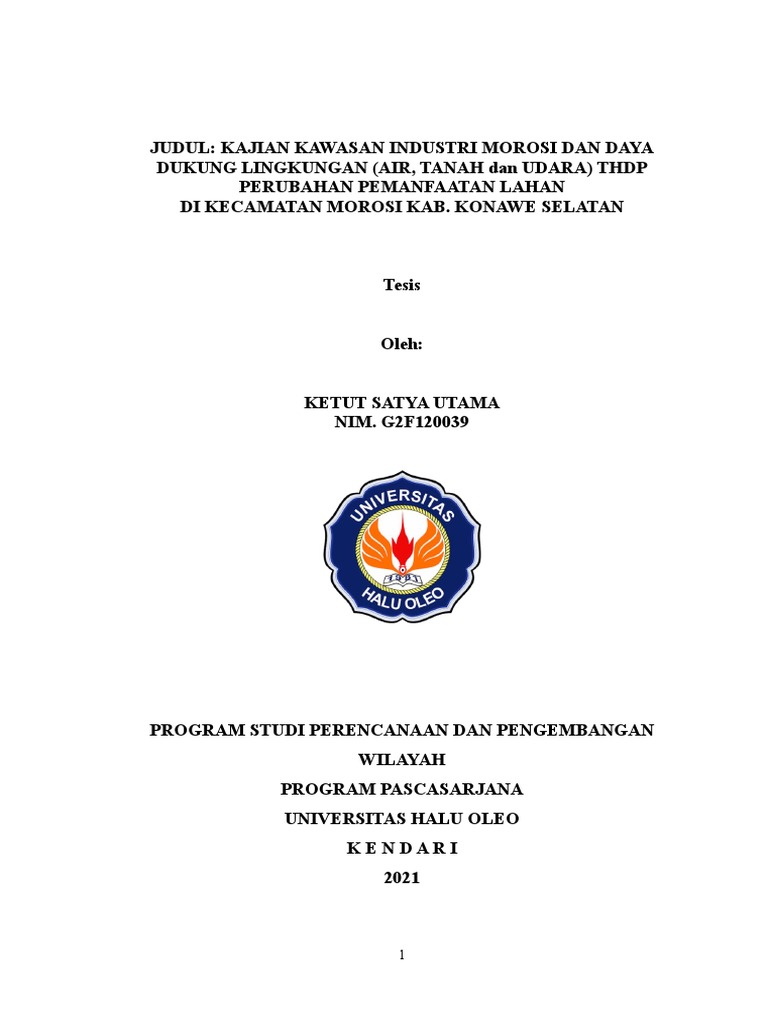 Tesis UHO Ketut Satya Utama | PDF