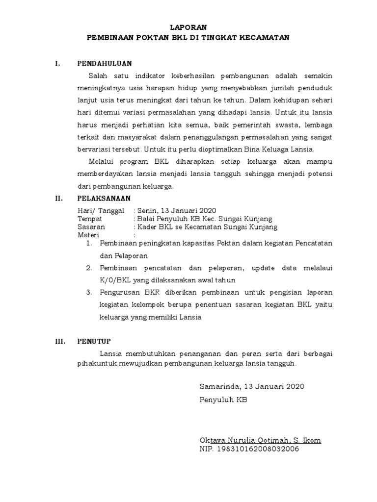 Pembinaan Poktan BKL untuk Lansia Tangguh | PDF