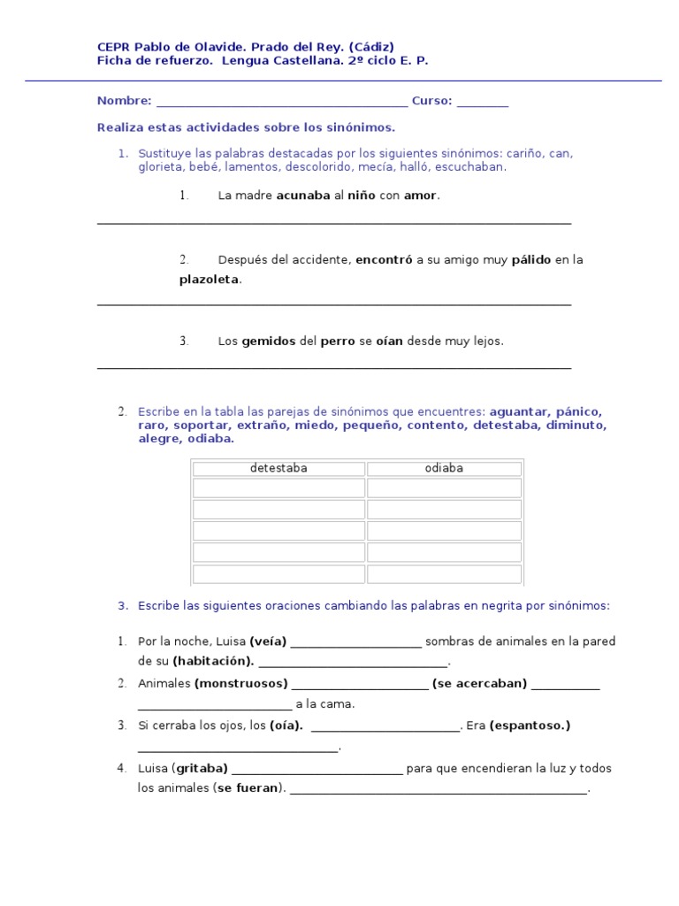 Ficha Sinonimos | PDF