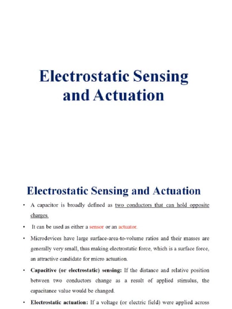 Electrostatic Sensors and Actuators | PDF | Shear Stress | Capacitor