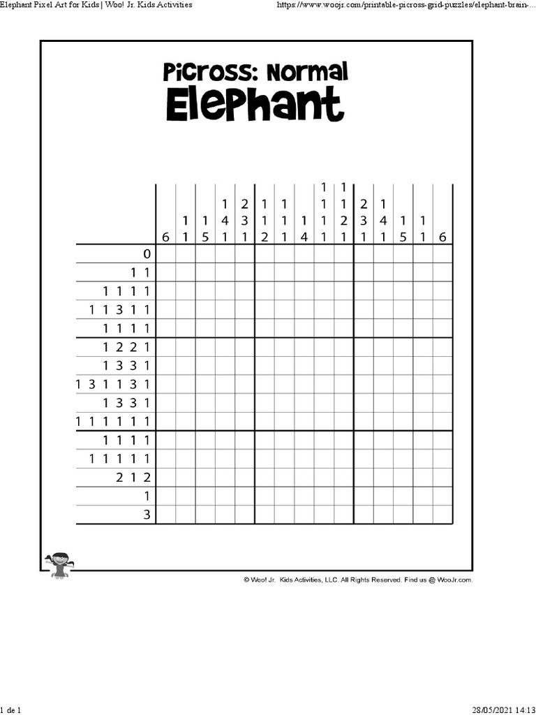 011 - Elephant Pixel Art For Kids - Woo! JR | PDF