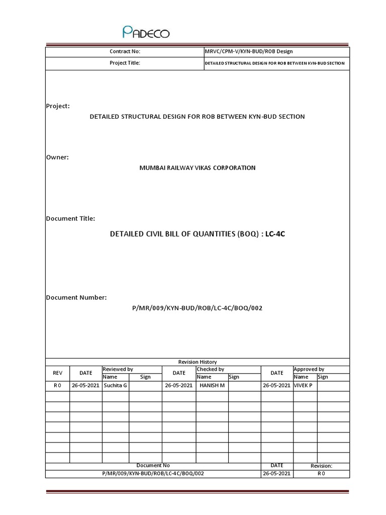 LC-4C Boq | PDF | Length | Deep Foundation