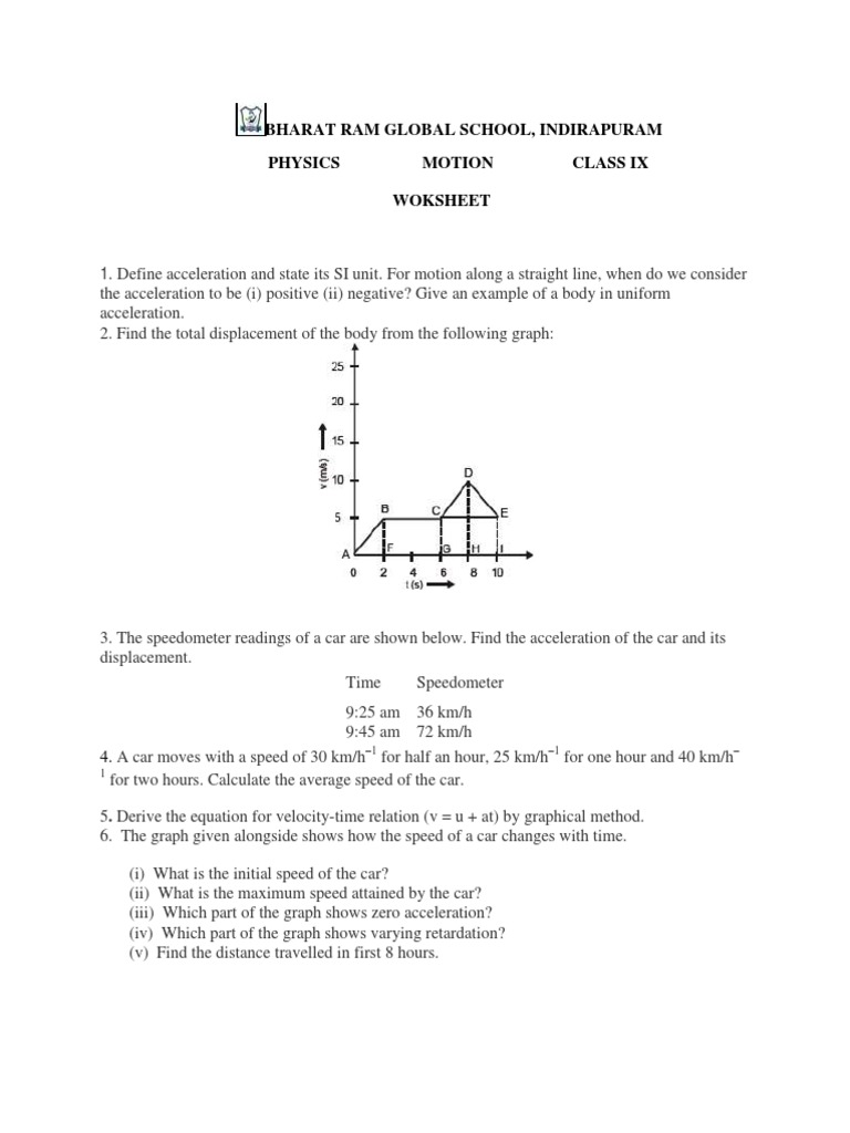 C9 Motion Worksheet | PDF