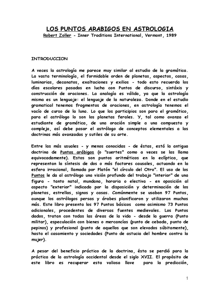 Robert Zoller Las Partes Arabigas en Español | PDF | Astrología | Ptolomeo