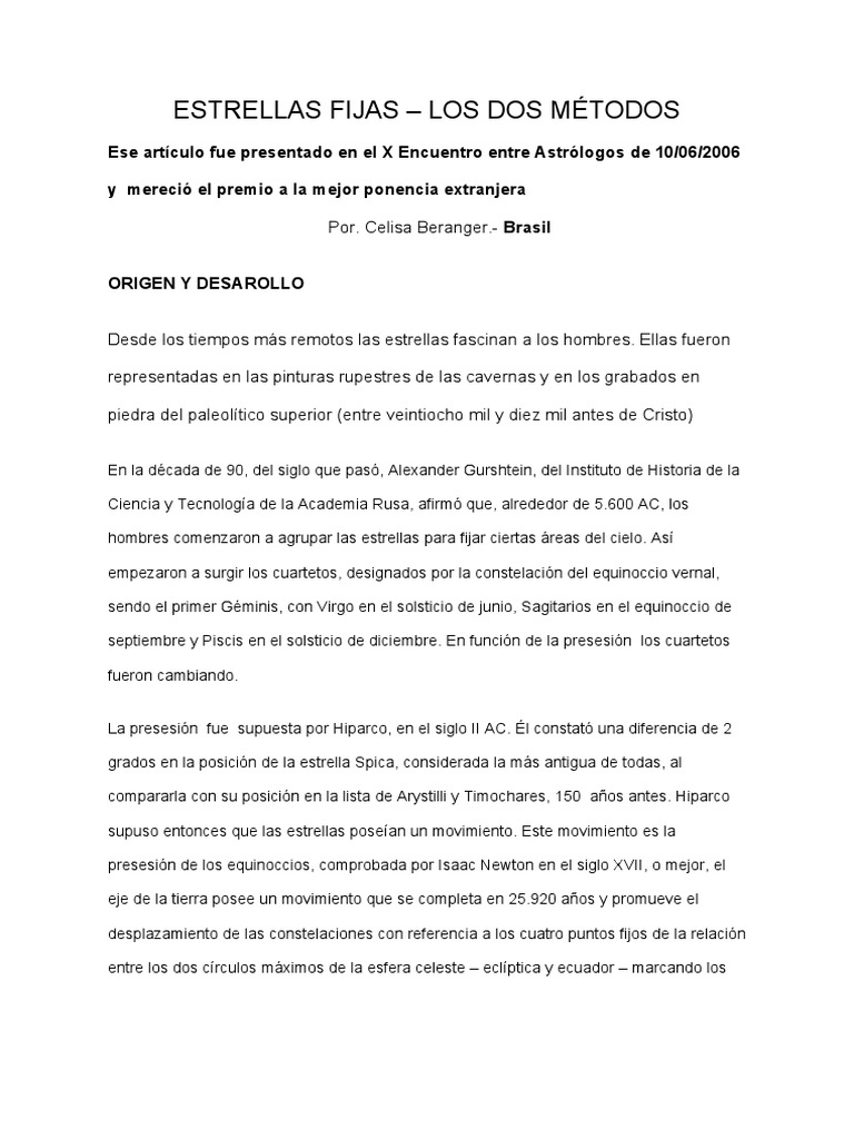 Estrellas Fijas (LMétodo Original) | PDF | Constelación | Estrellas