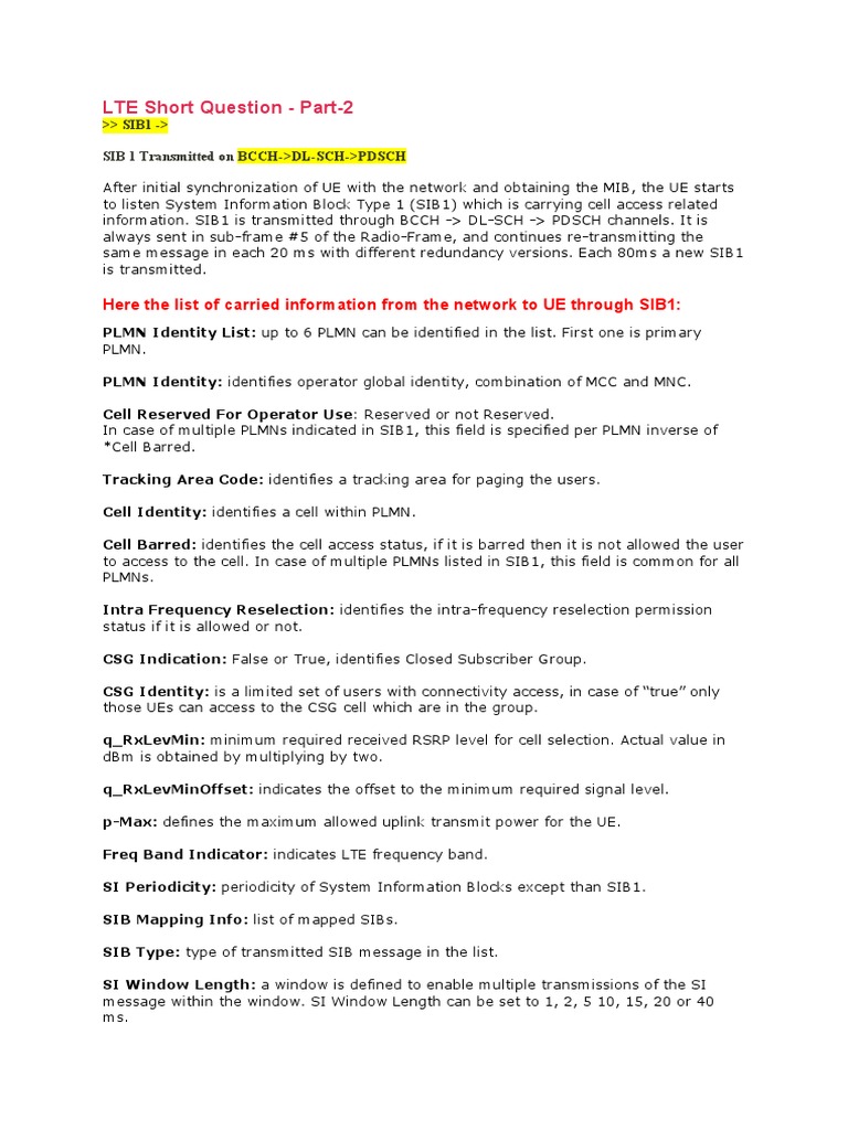 An Overview of the Key Information Carried by System Information Block ...