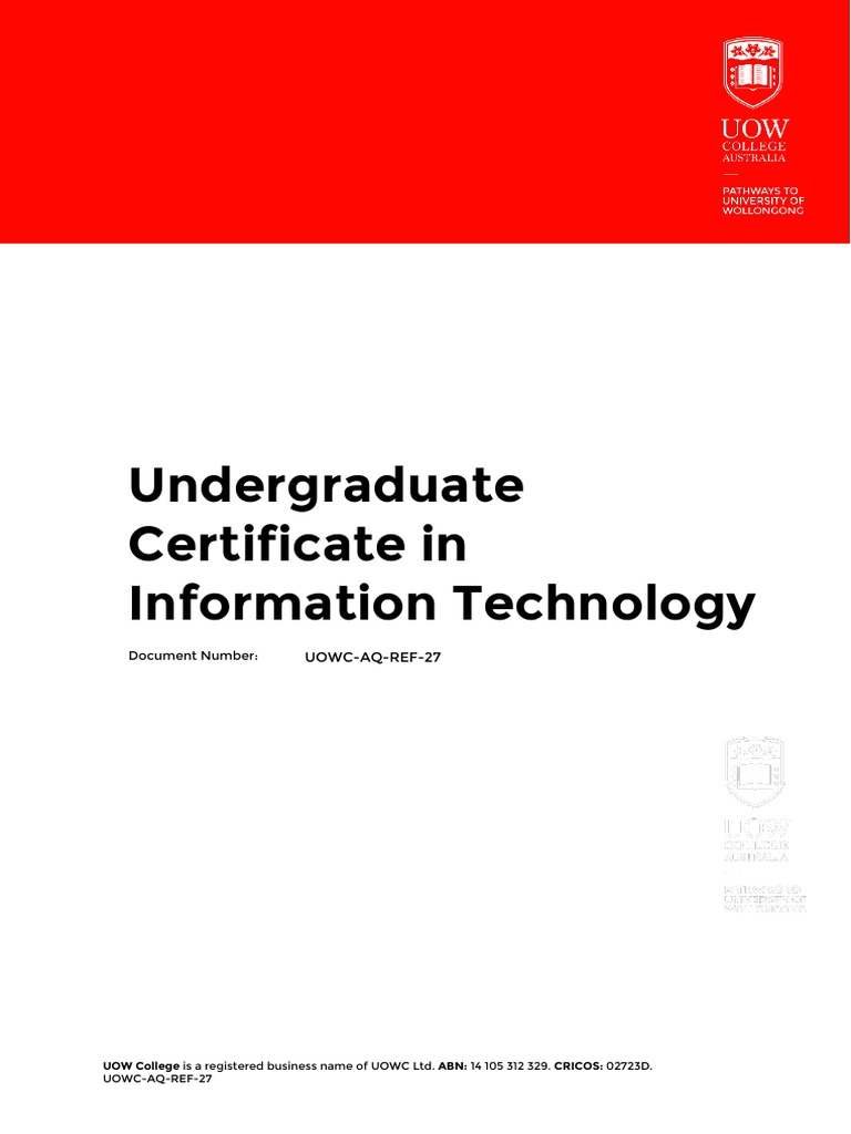 Undergraduate Certificate in Information Technology: Document Number ...