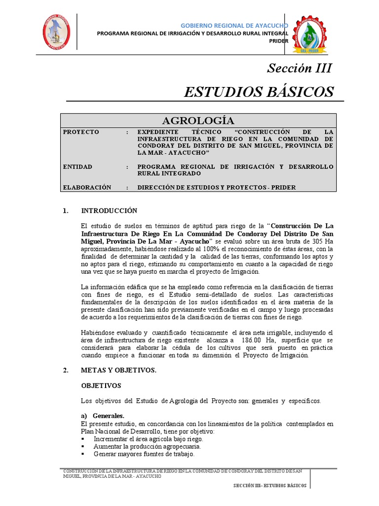 6) Estudios Básicos - Agrologia | PDF | Riego | Agricultura