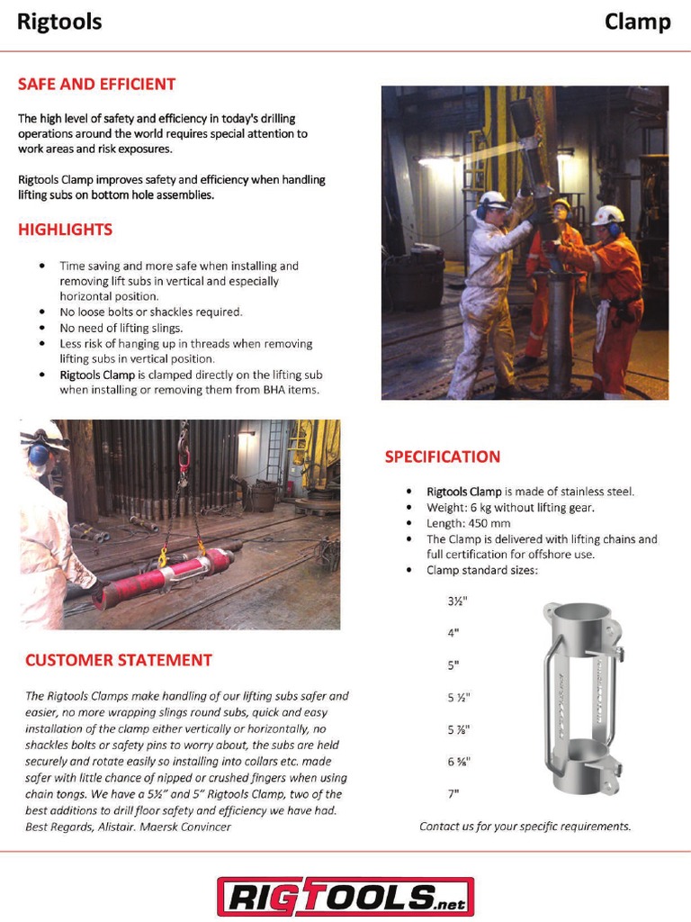 Rigtools Clamp | PDF | Manufactured Goods | Equipment