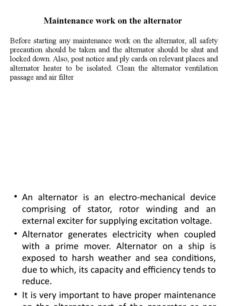 Maintenance Work On The Alternator-2 | PDF | High Voltage | Alternating Current