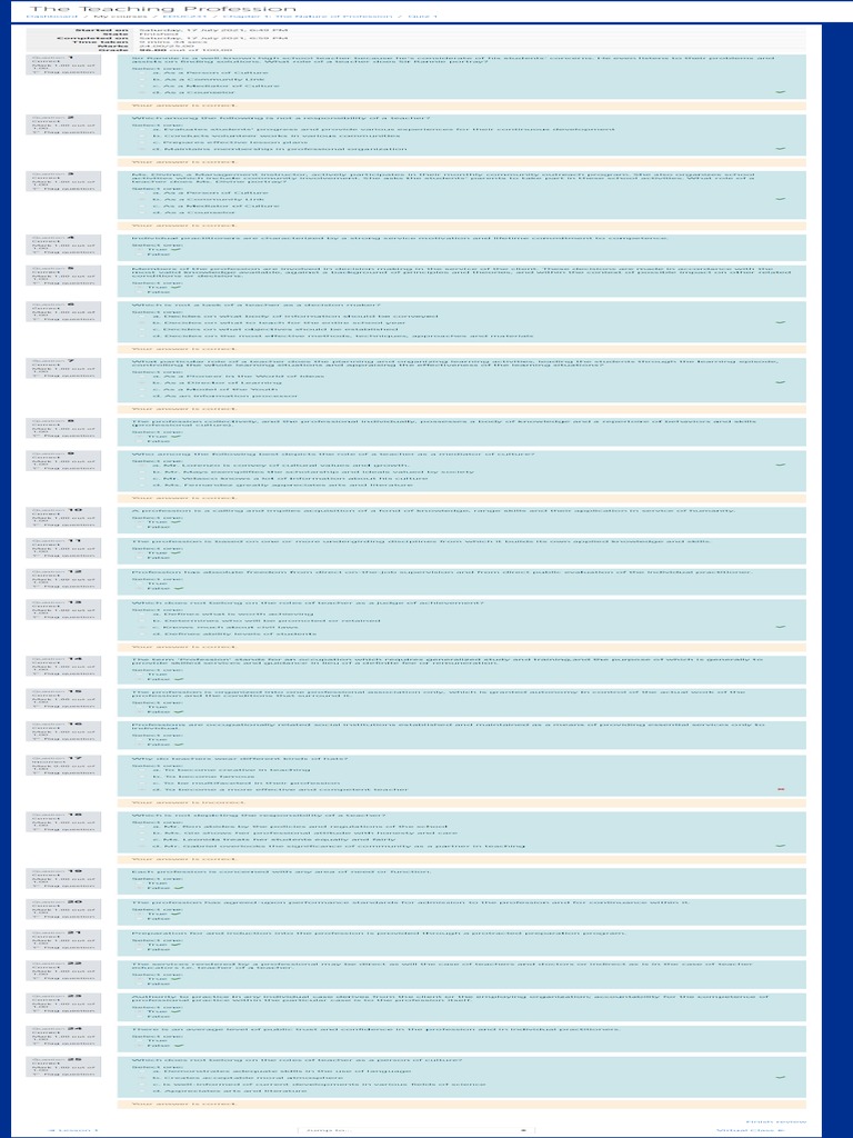 Chapter 1 The Nature of Profession Quiz 1 | PDF