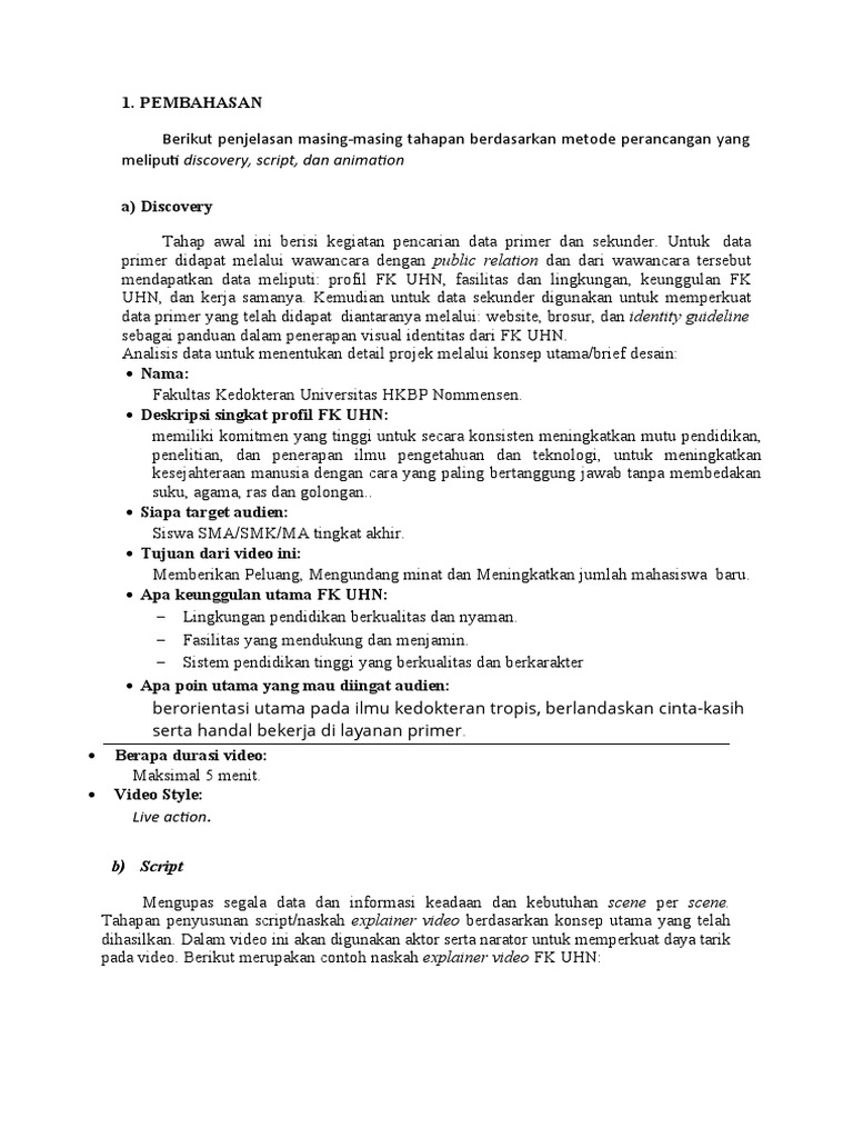 Script Video Promosi FK Uhn (Revisi) | PDF