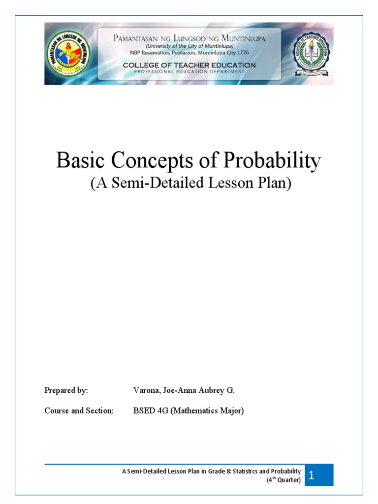 Basic Concepts of Probability: (A Semi-Detailed Lesson Plan) | PDF ...