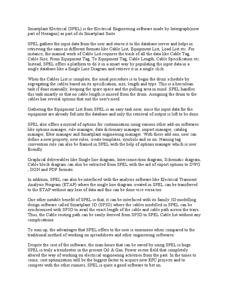 Smartplant Electrical | PDF | Specification (Technical Standard) | Databases