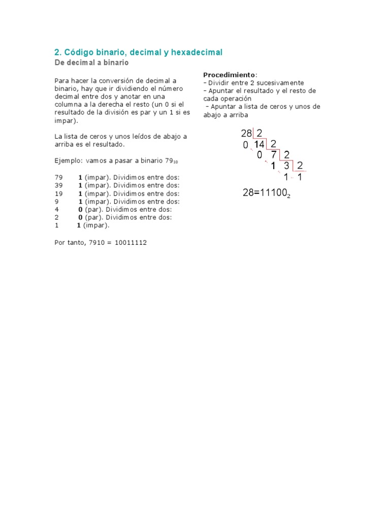 Conversión de Decimal a Binario | PDF