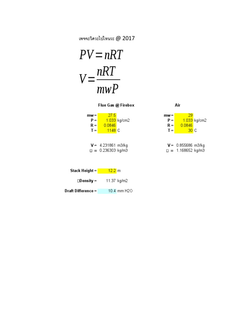 Furnace Draft Difference Calculation | PDF