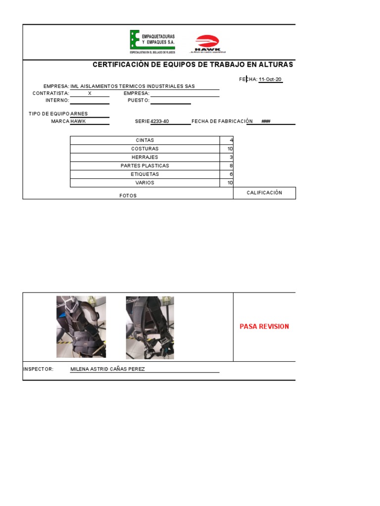 3-Inspeccion de Equipos de Altura Hawk | PDF