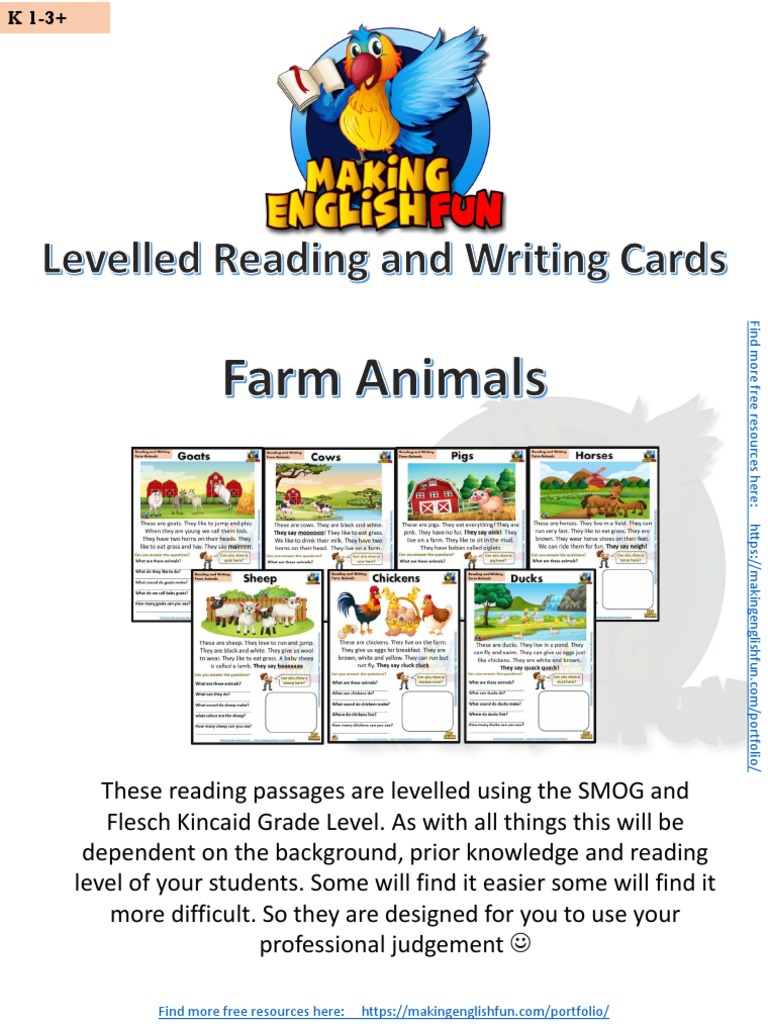 Farm Animals for Grade 1 Learning | PDF | Sheep | Domestication