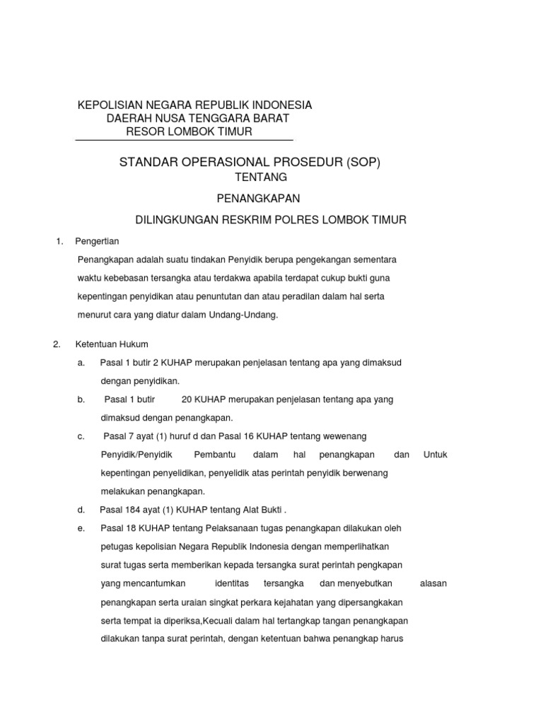 Sop Penangkapan | PDF