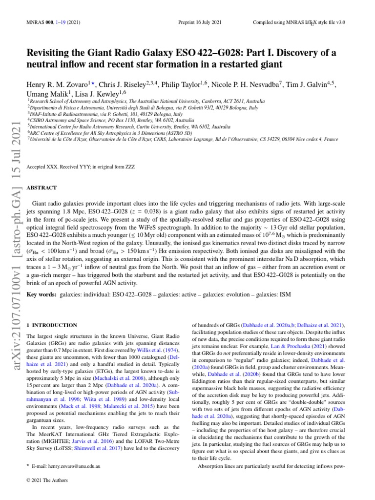 Revisiting The Giant Radio Galaxy ESO 422-G028: Part I. Discovery of A ...