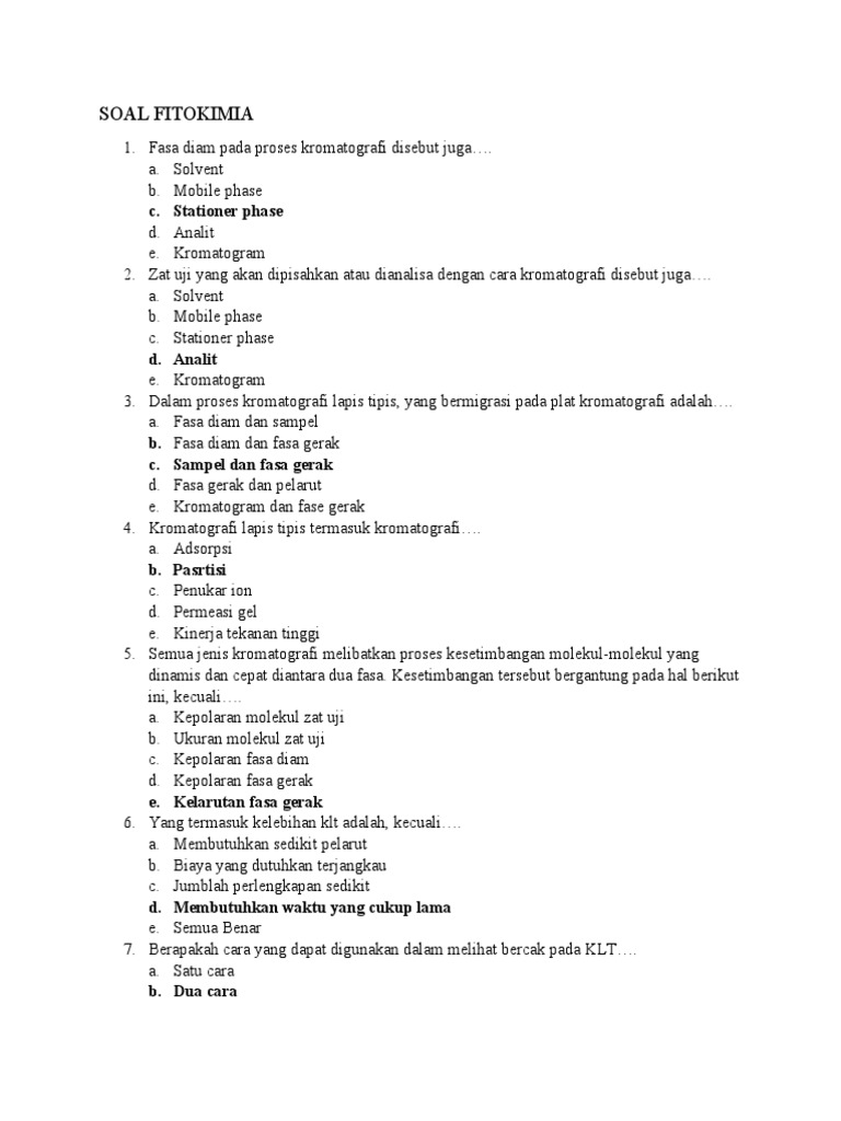 FITOKIMIA Materi10.SOAL FITOKIMIA | PDF | Sains & Matematika ...