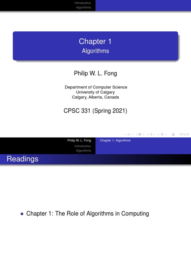 Algorithms: Philip W. L. Fong | PDF | Algorithms | Computer Programming
