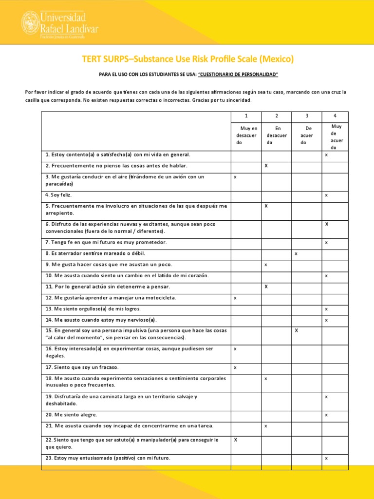 Test SURP | PDF | Ansiedad | Sicología