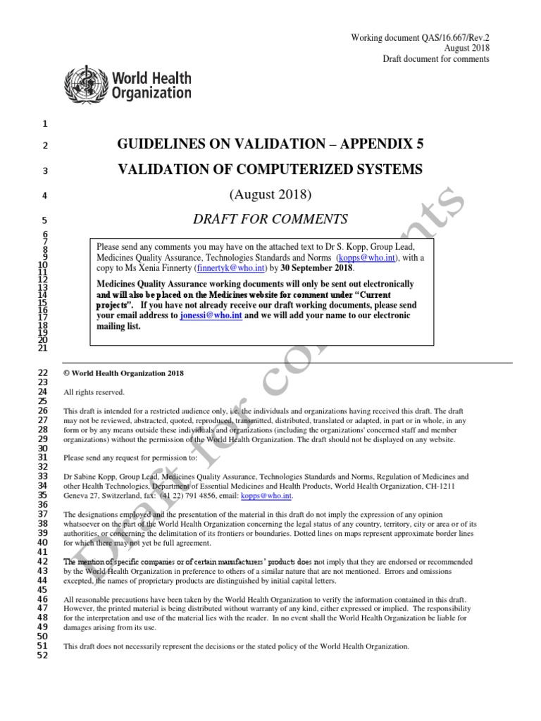 Guidelines On Validation - Appendix 5 Validation of Computerized Systems | PDF | Verification ...