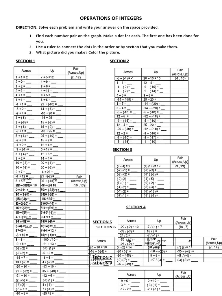 Worksheets On Integers | PDF | Discrete Mathematics | Theoretical Computer Science