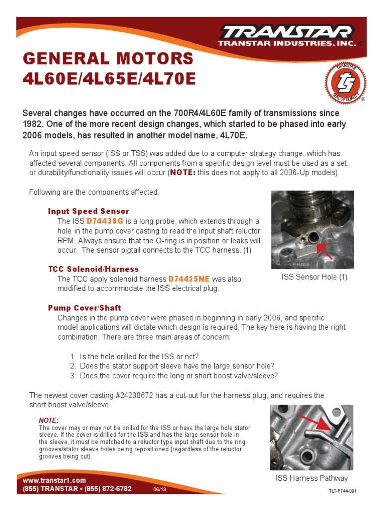 Sensor Iss 4l65e TLT-P774-001 | PDF | Valve | Vehicle Parts