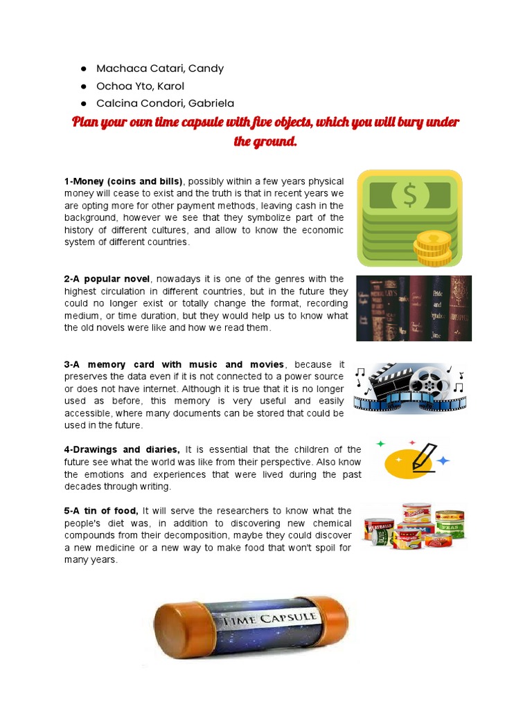 Plan Your Own Time Capsule With Five Objects, Which You Will Bury Under ...