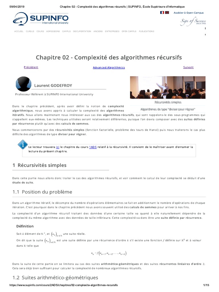 Chapitre 02 - Complexité Des Algorithme.. | PDF | Science & Mathematics