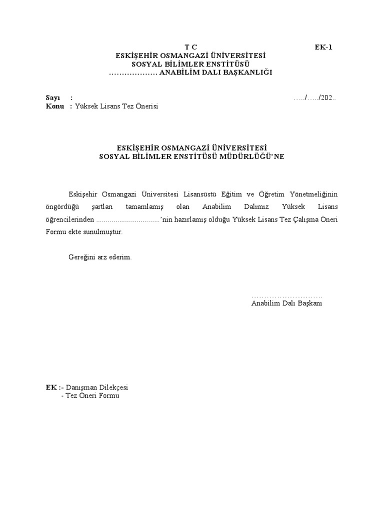 1 Yl Tez Öneri̇ Formu | PDF